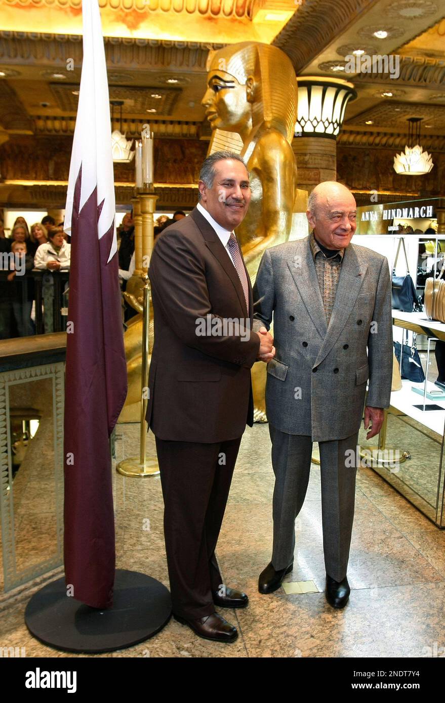 Mohamed Al Fayed, right, former owner of Harrods department store with ...