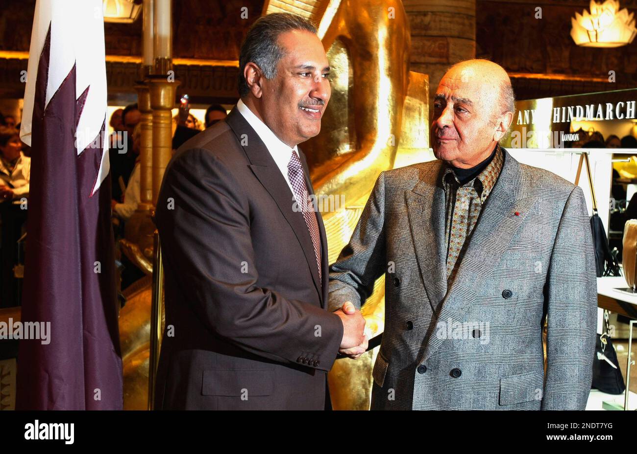 Mohamed Al Fayed, right, former owner of Harrods department store with ...