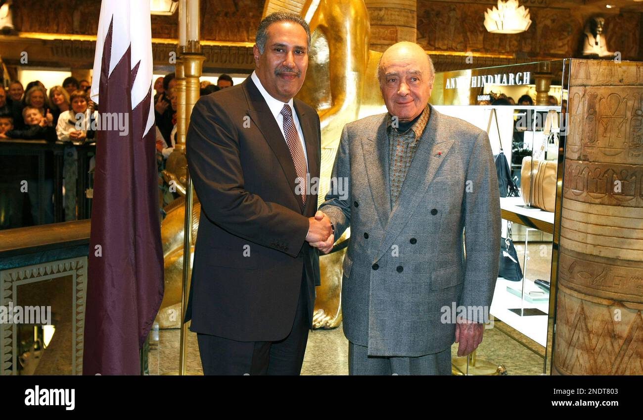 Mohamed Al Fayed, right, former owner of Harrods department store with ...