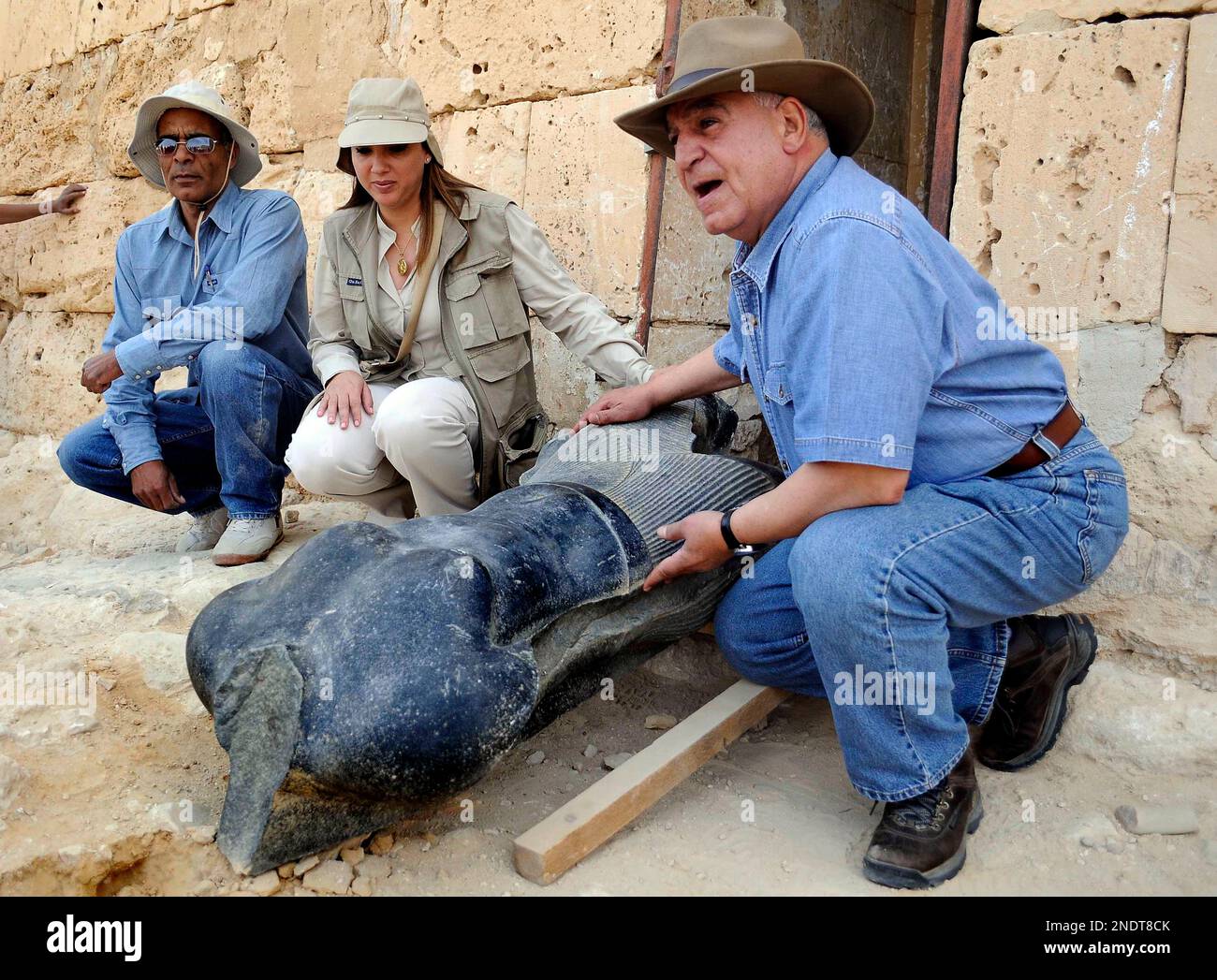 Egypt's antiquities chief Zahi Hawass, right, displays Saturday May 8 ...