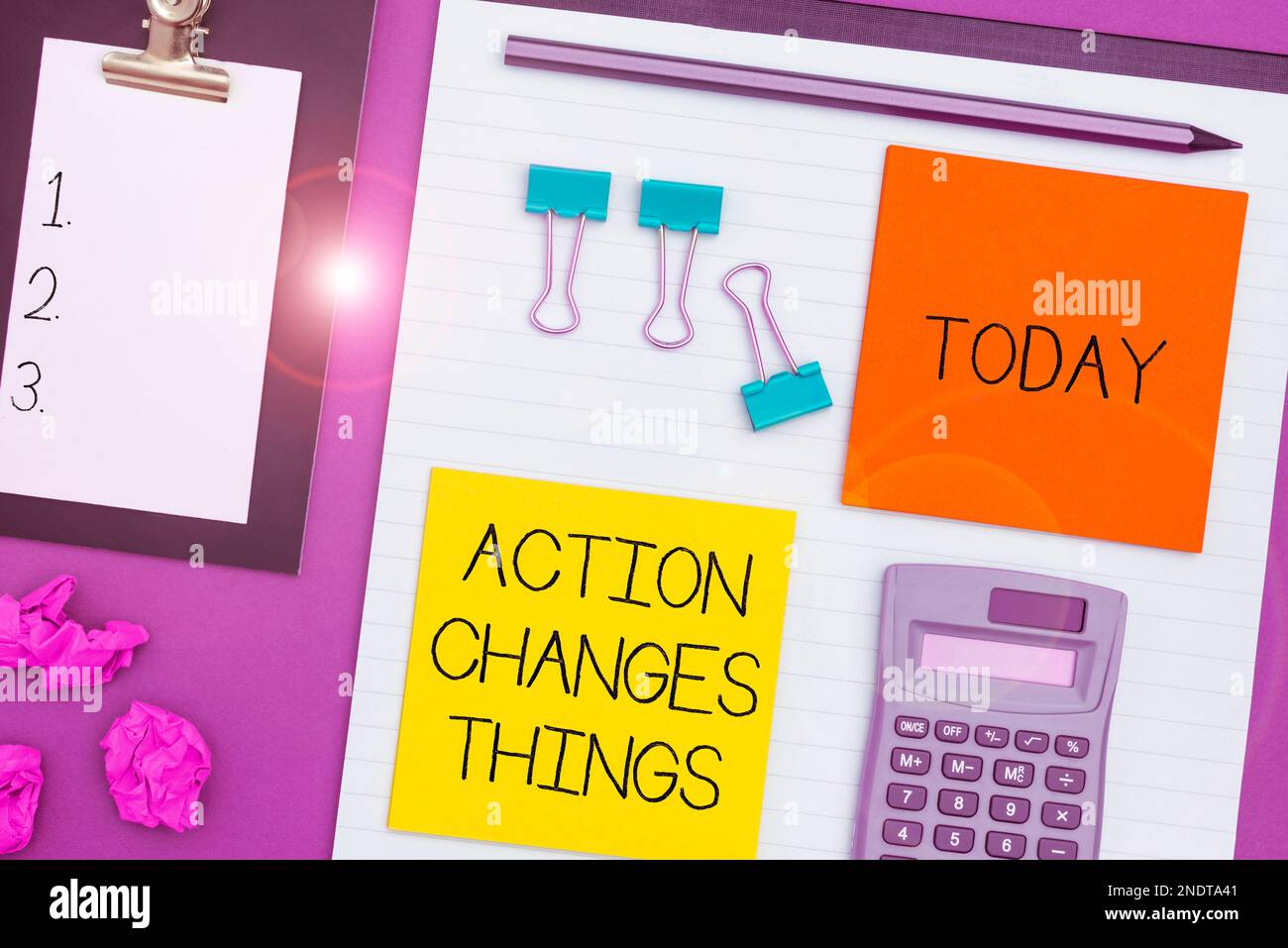 Text showing inspiration Action Changes Things. Business idea doing ...