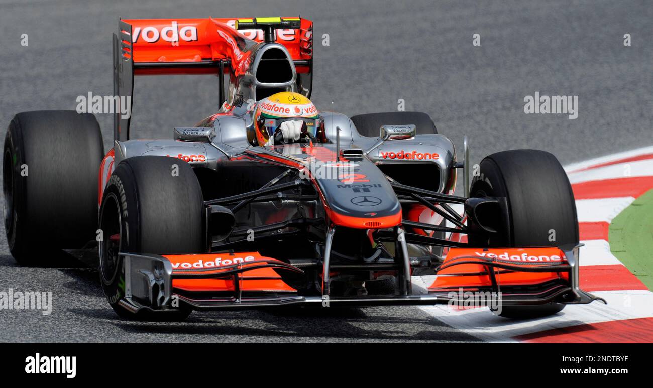 McLaren Mercedes Formula One driver Lewis Hamilton of Britain drives ...