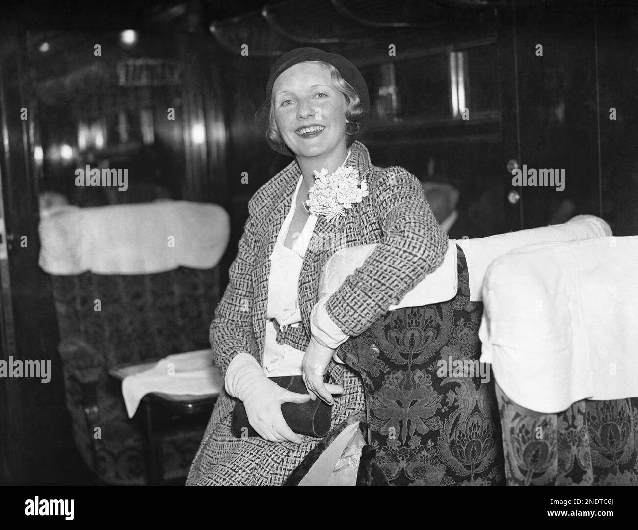 Lady Inverclyde, also known as English actress June Howard, arrives at Waterloo Station, London ...