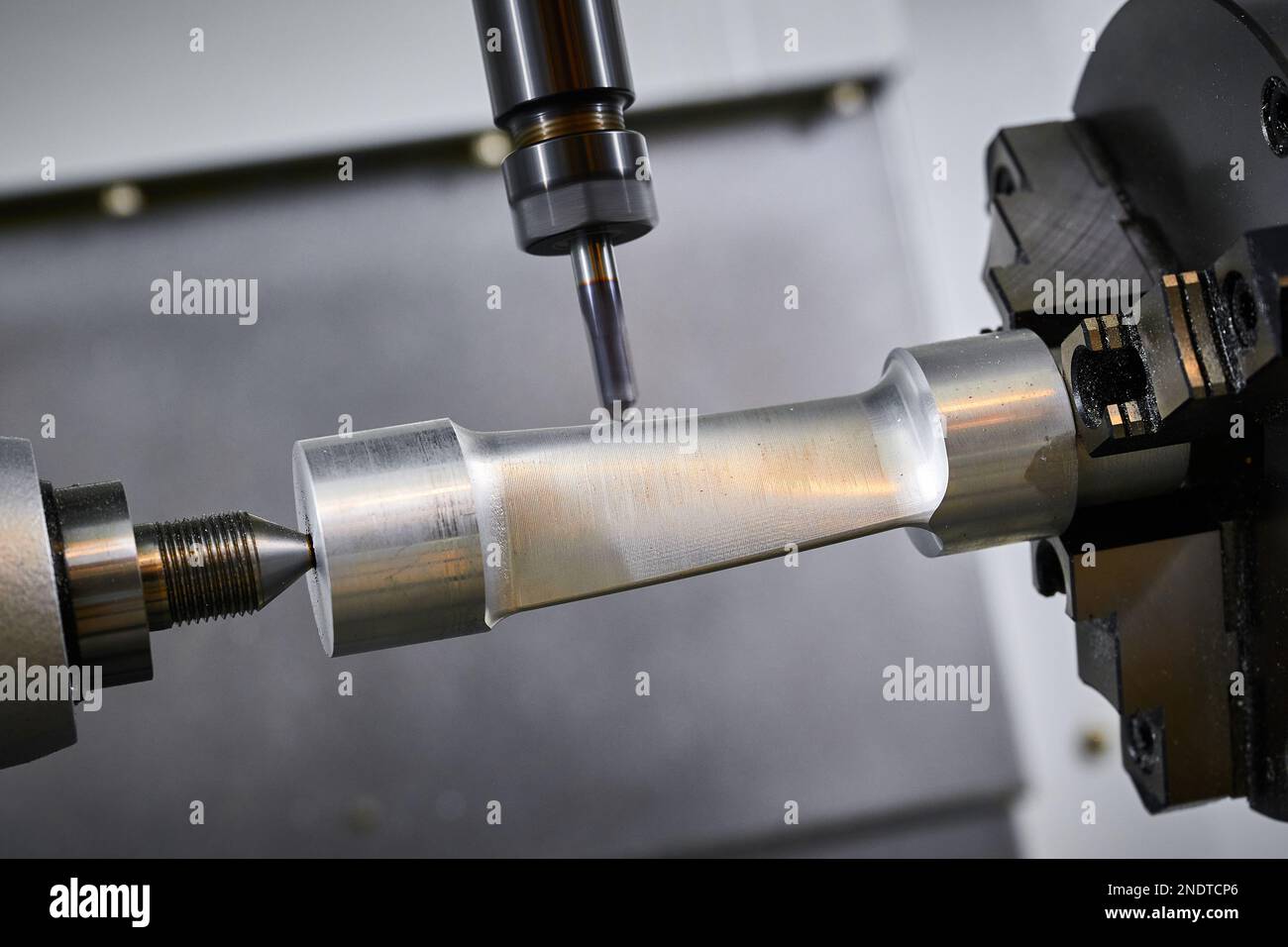 The process of milling a turbine blade on a turning-milling machine ...
