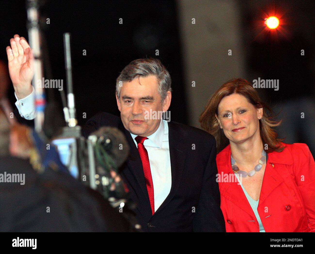The leader of the Labour Party, Gordon Brown, left, and his wife Sarah ...