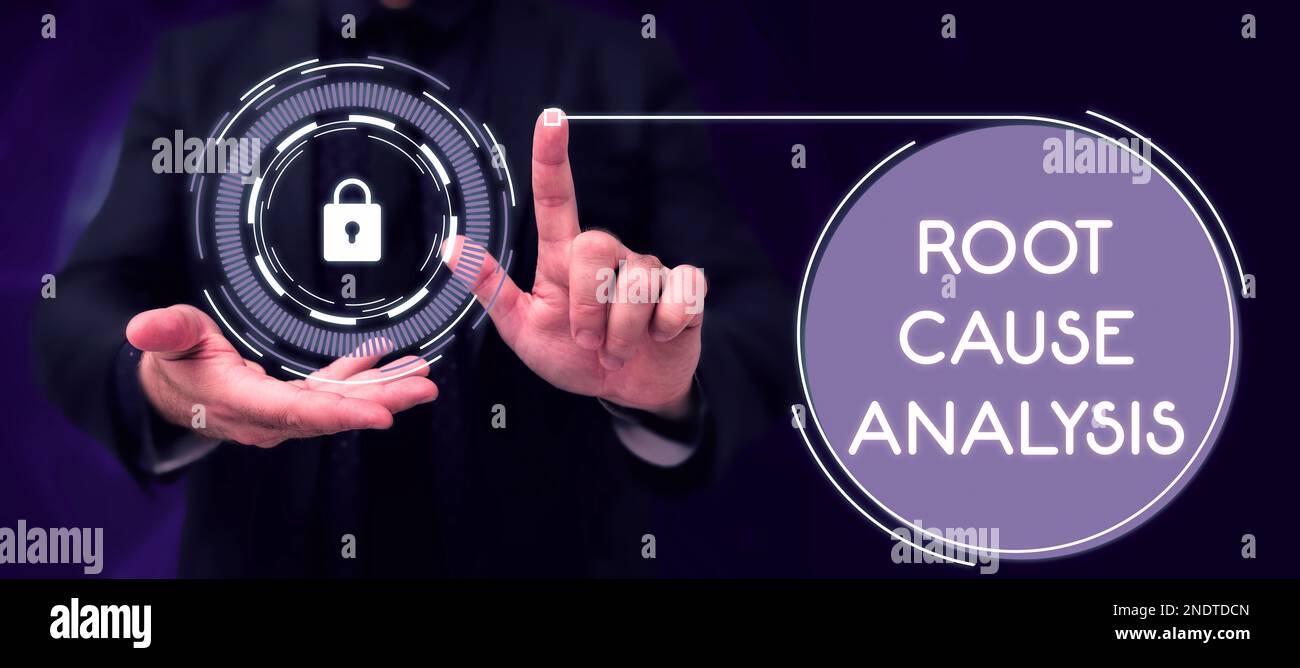 Text caption presenting Root Cause Analysis. Business approach Method ...