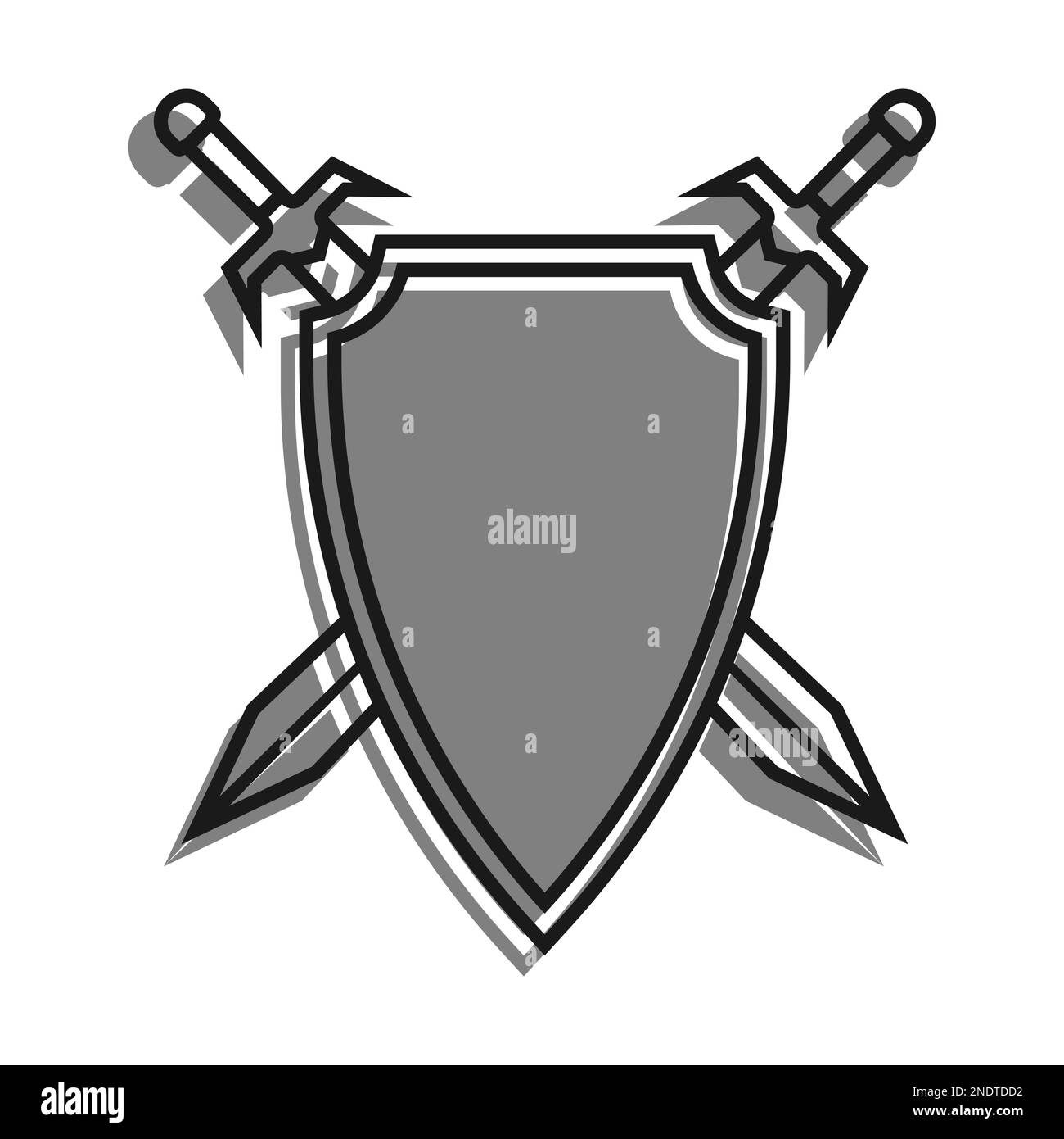 Linear filled with gray color icon, Pair Of Crossed Knight Swords ...