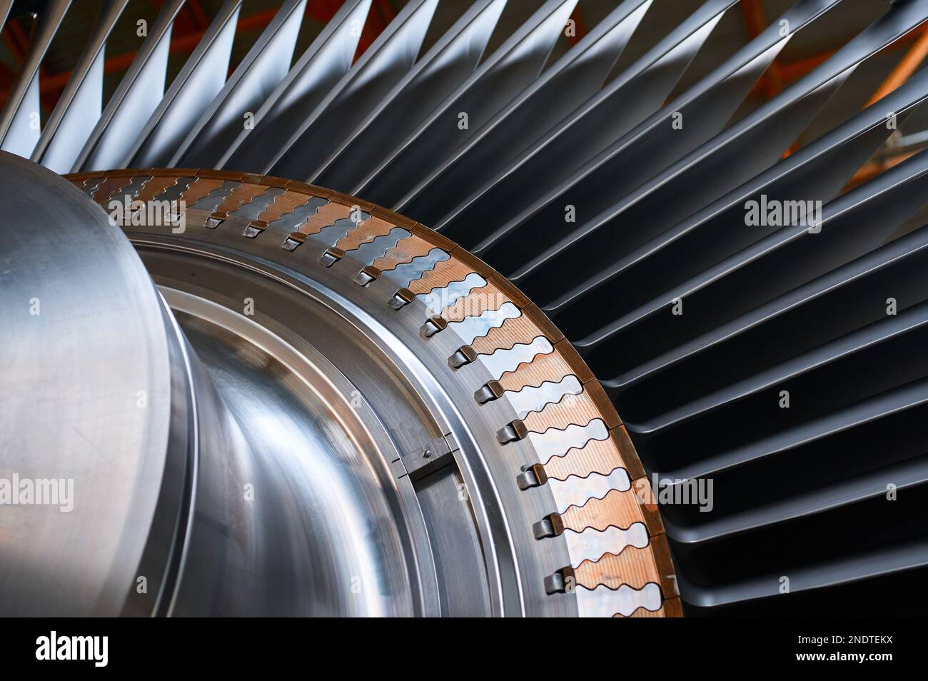 Modern rotor with long blades of powerful steam turbine Stock Photo - Alamy