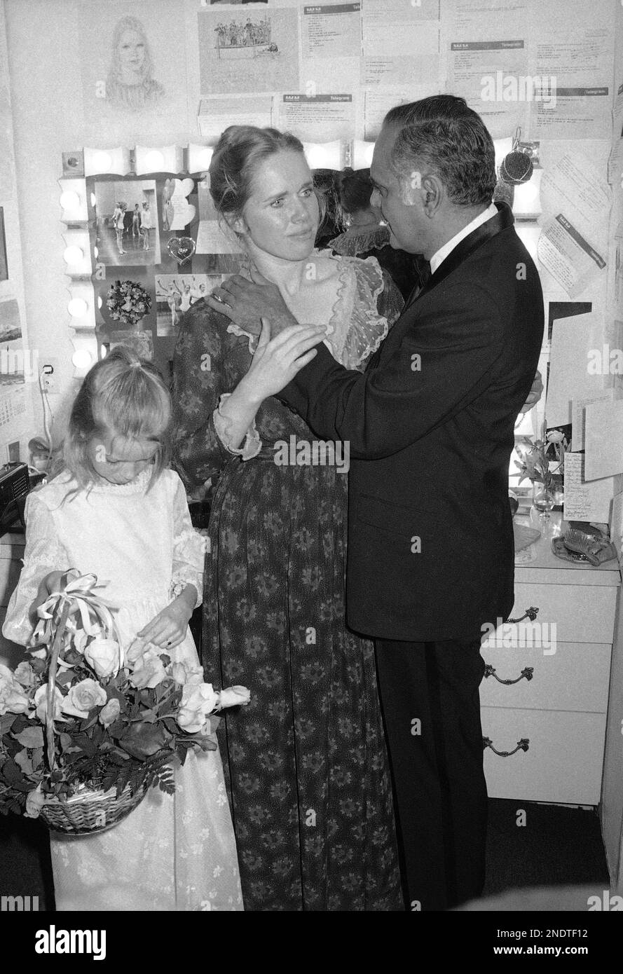 Actress Liv Ullmann, with daughter Linn, 10, and director Jose Quintero ...