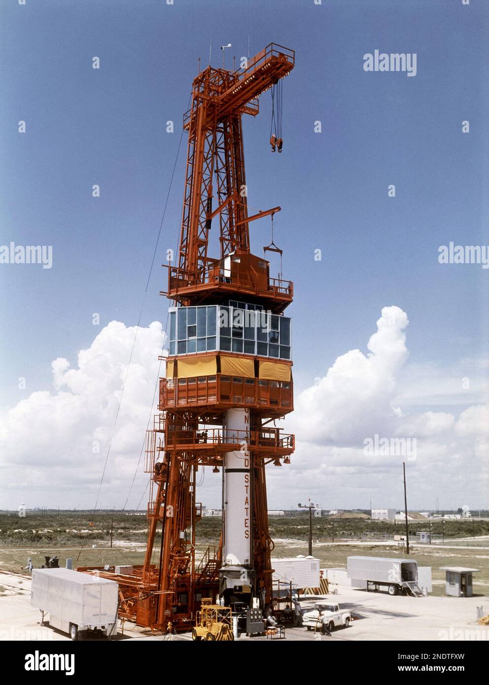 Blast off- of Redstone missile and capsule with astronaut Alan B ...