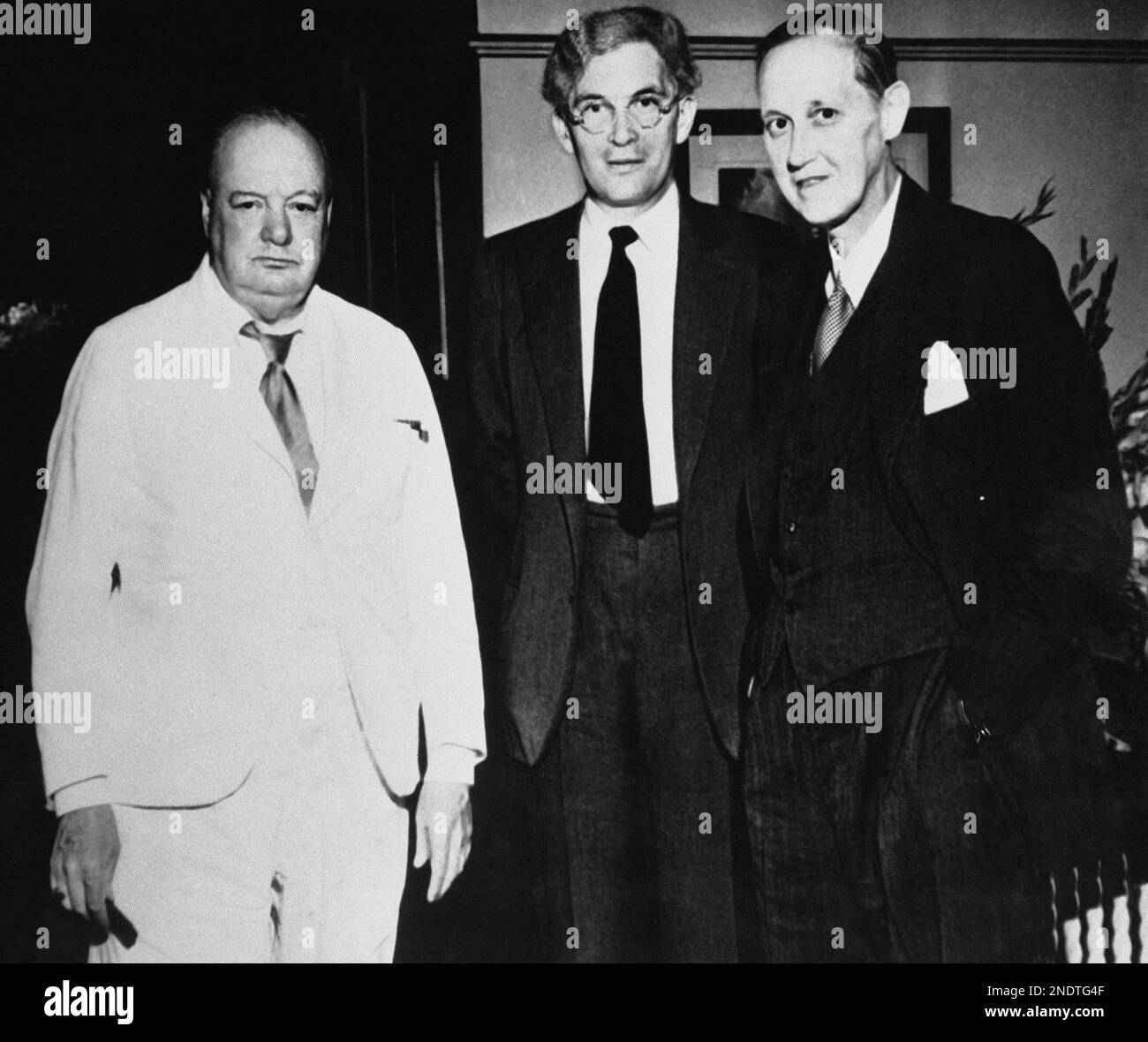 British Prime Minister Winston Churchill, left, with Brendan Bracken ...
