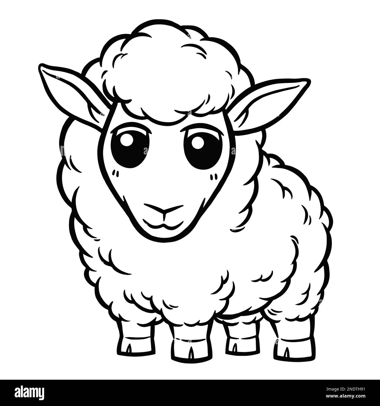 Vector illustration of cartoon sheep - Coloring book for kids Stock ...