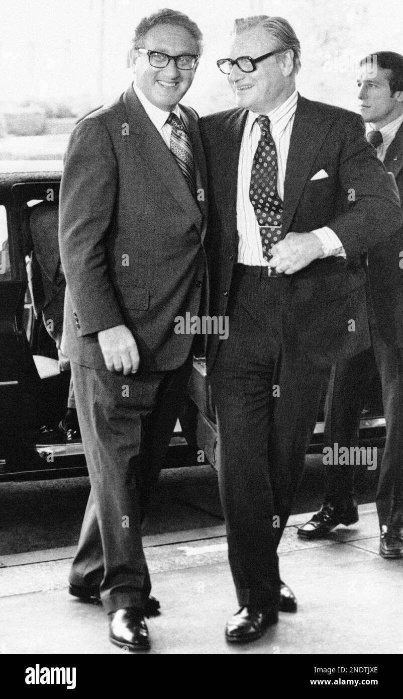 Secretary of State Henry Kissinger, left, greets Vice President ...