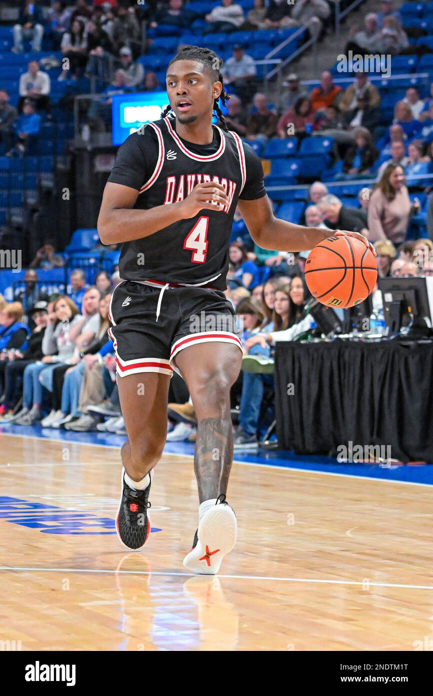 FEBRUARY 15, 2023: Davidson Wildcats guard Desmond Watson (4) looks for ...