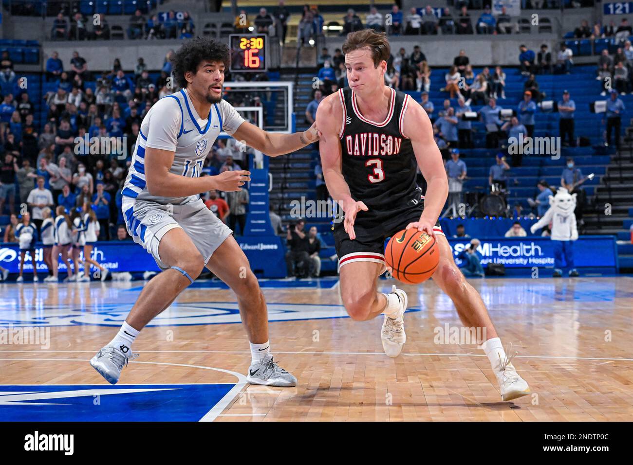 FEBRUARY 15, 2023: Davidson Wildcats forward Sam Mennenga (3) goes past ...