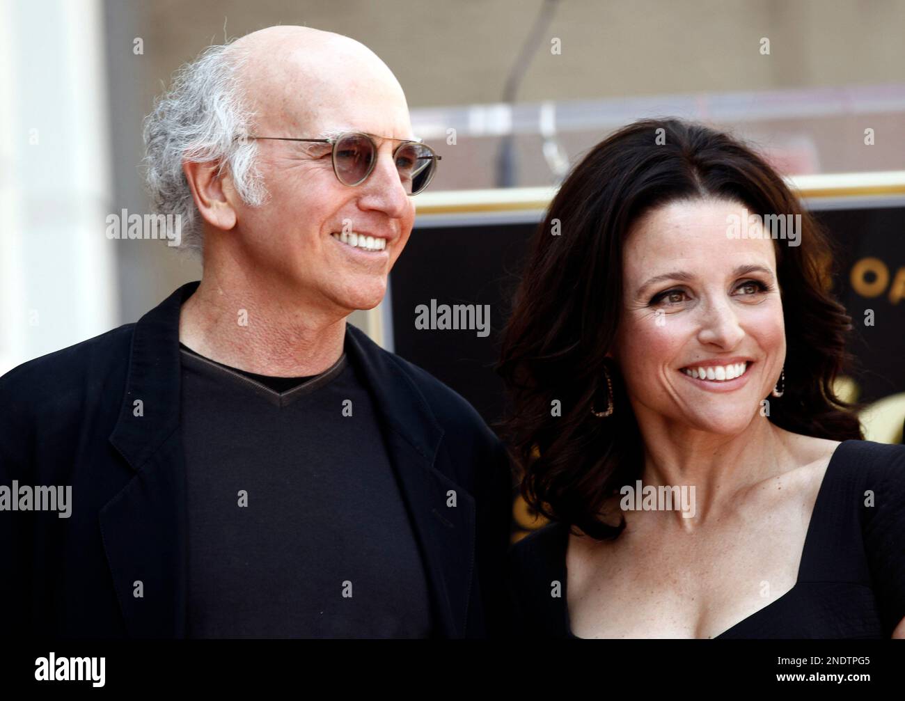 Actress Julia Louis-Dreyfus, right, and Larry David pose together after ...