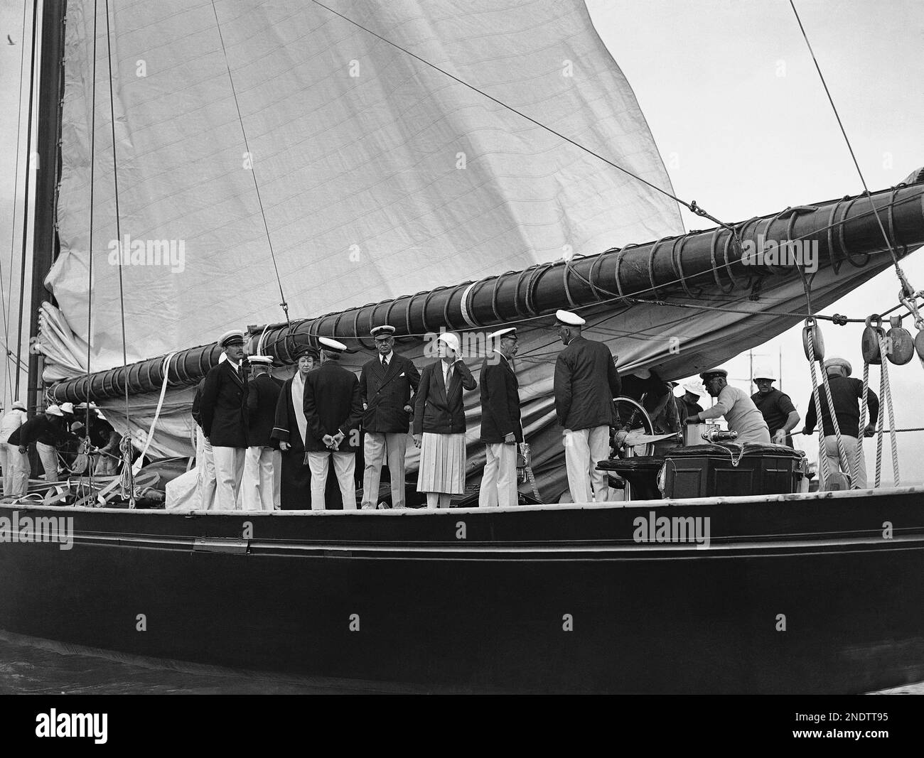 Britain's King George V, second from right, facing right, onboard his ...