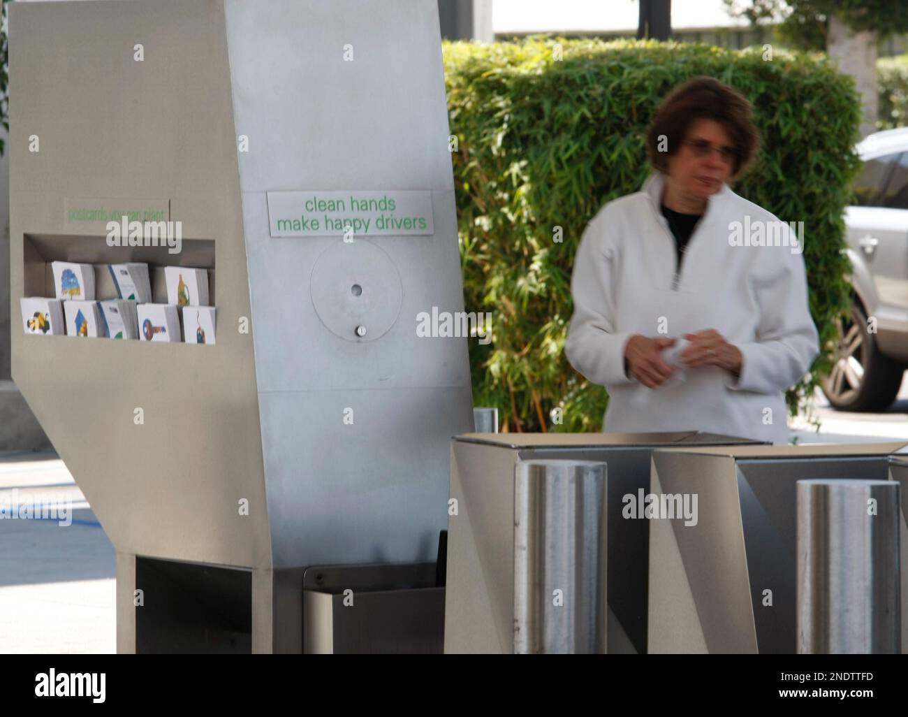 Free hand tissues are offered at consumers at the BP Helios House, the ...