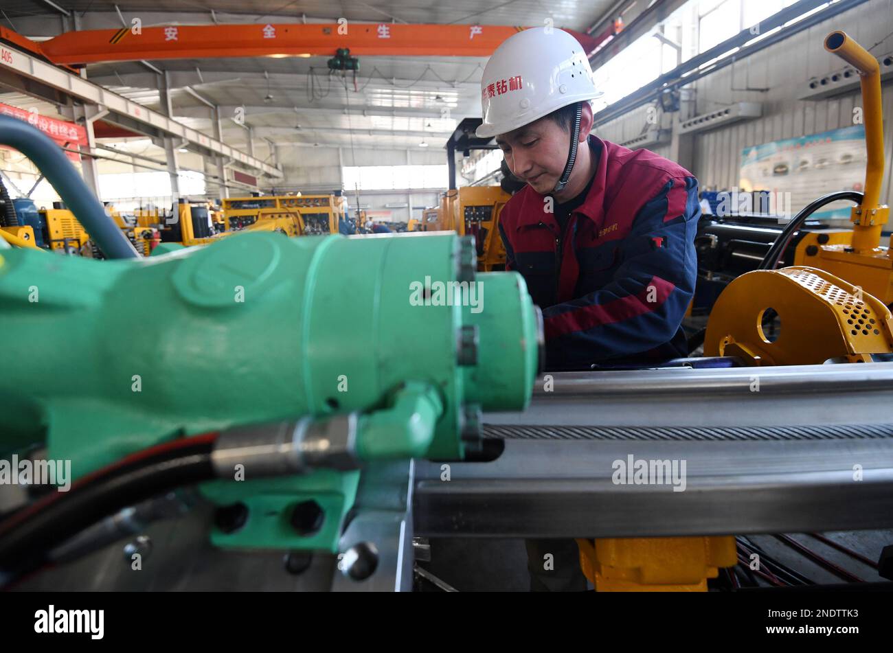 ZHANGJIAKOU, CHINA - FEBRUARY 16, 2023 - Workers of a drilling ...
