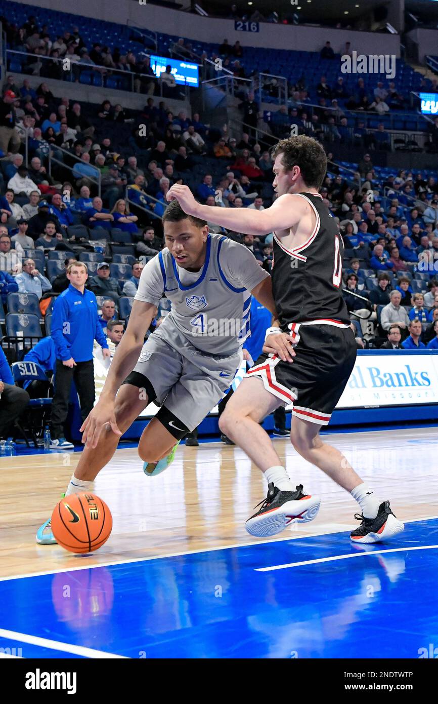 FEBRUARY 15, 2023: Saint Louis Billikens guard Javon Pickett (4) tries ...