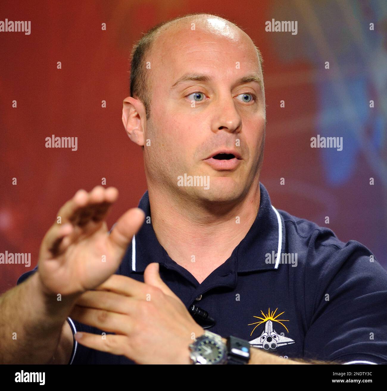 Mission specialist Garrett Reisman comments during the space shuttle ...