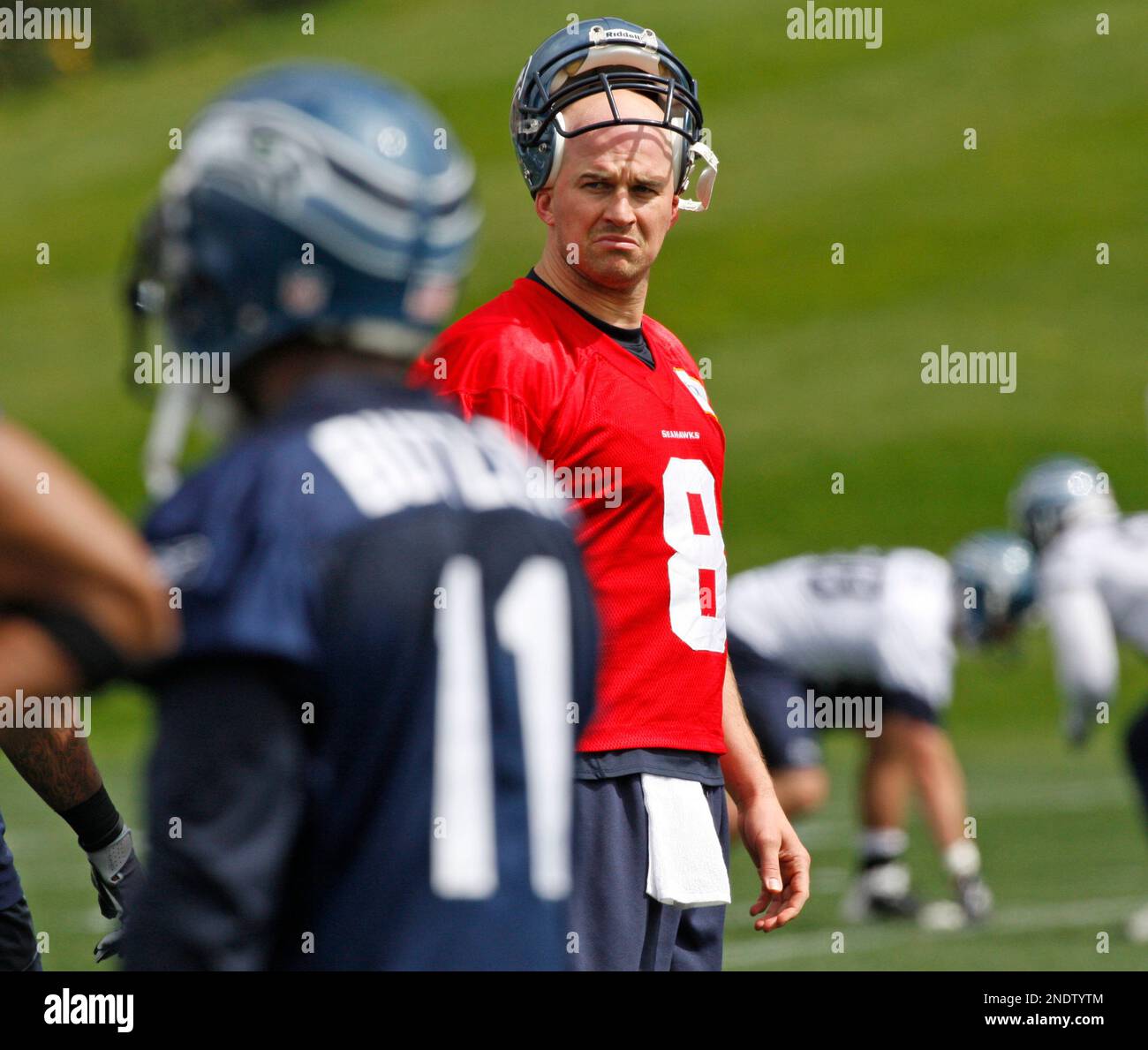 Seattle Seahawks quarterback Matt Hasselbeck takes part in an NFL ...