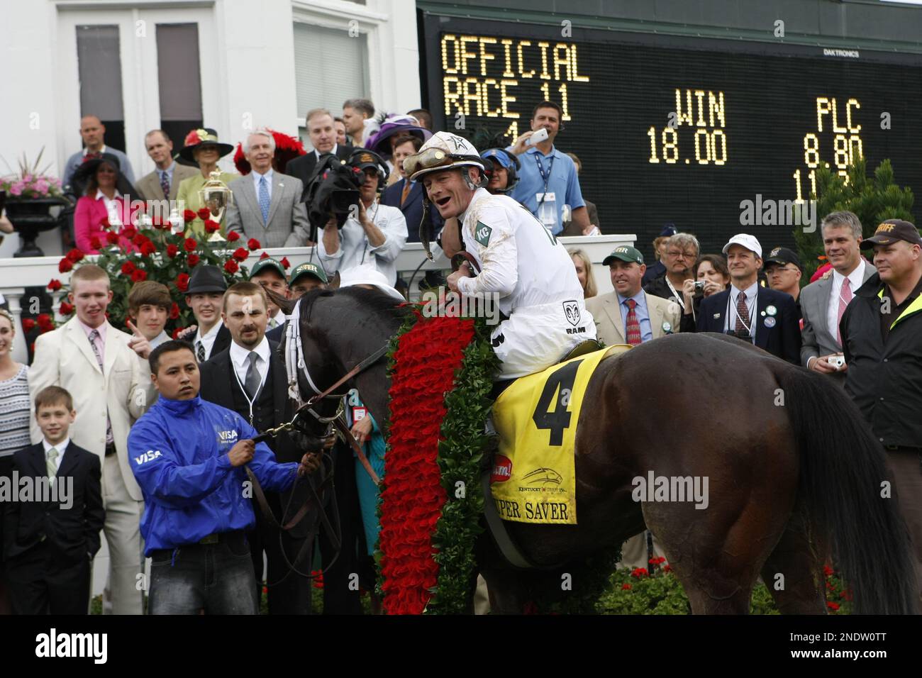Jockey Calvin Borel and Super Saver after winning the 136th Kentucky ...