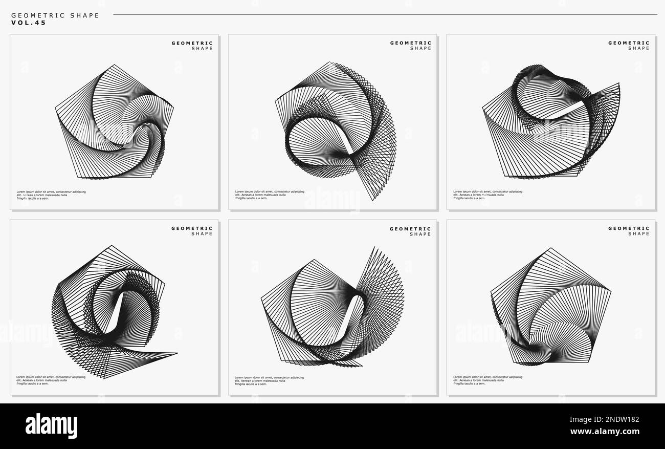 Pentagon abstract blend lines logo design template set. Modern polygon line art Stock Vector ...