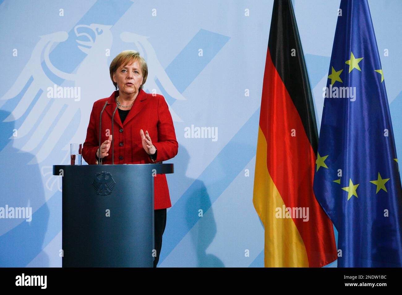 German Chancellor Angela Merkel briefs the media after a special ...