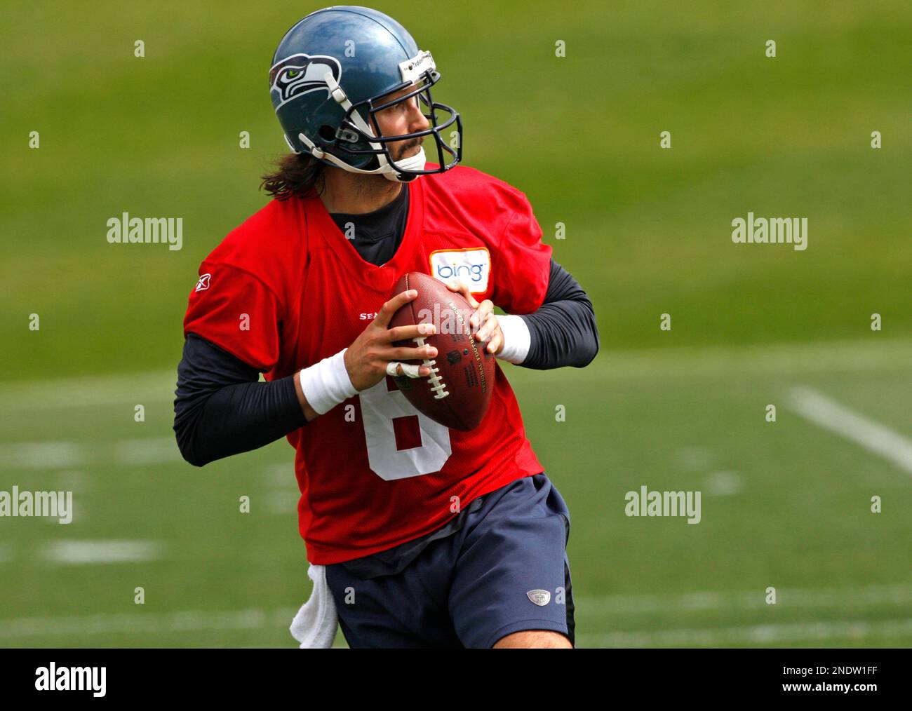 Seattle Seahawks' Charlie Whitehurst takes part in an NFL football mini ...