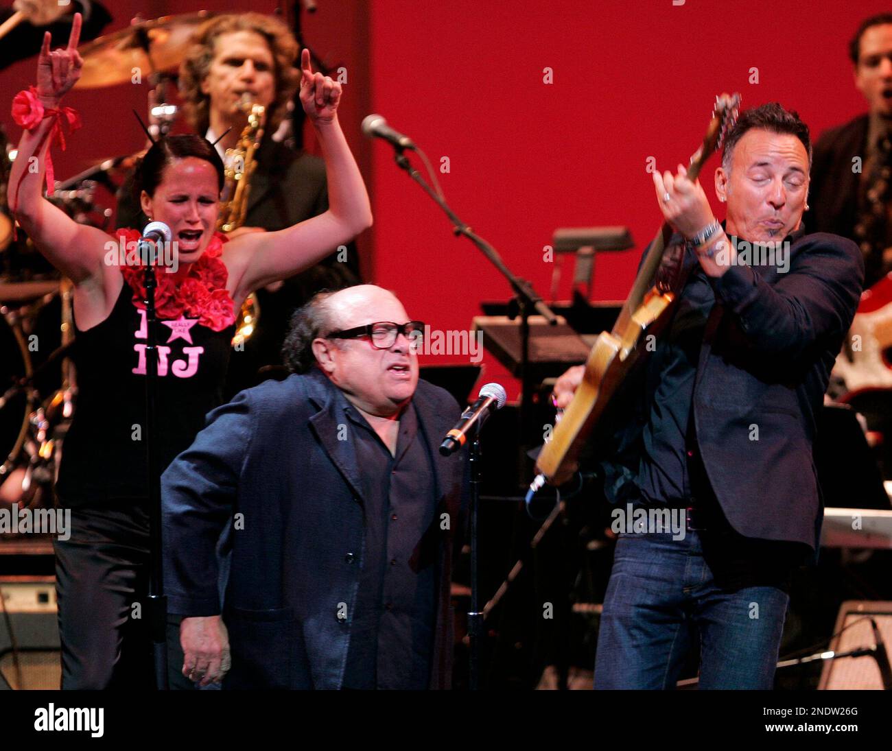 Bruce Springsteen, right, and actor Danny DeVito perform the ...