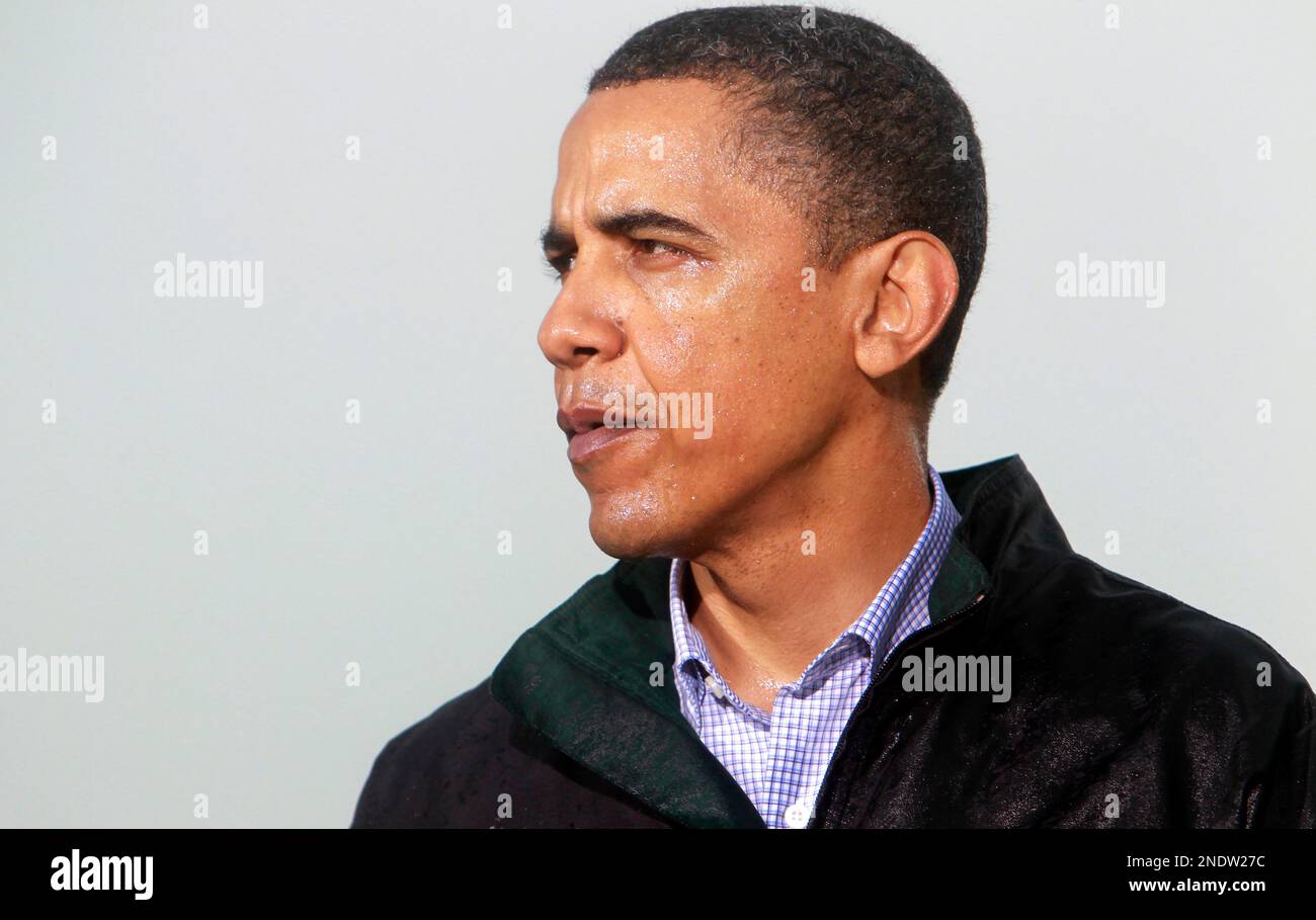 President Barack Obama makes a statement to reporters at the Coast ...