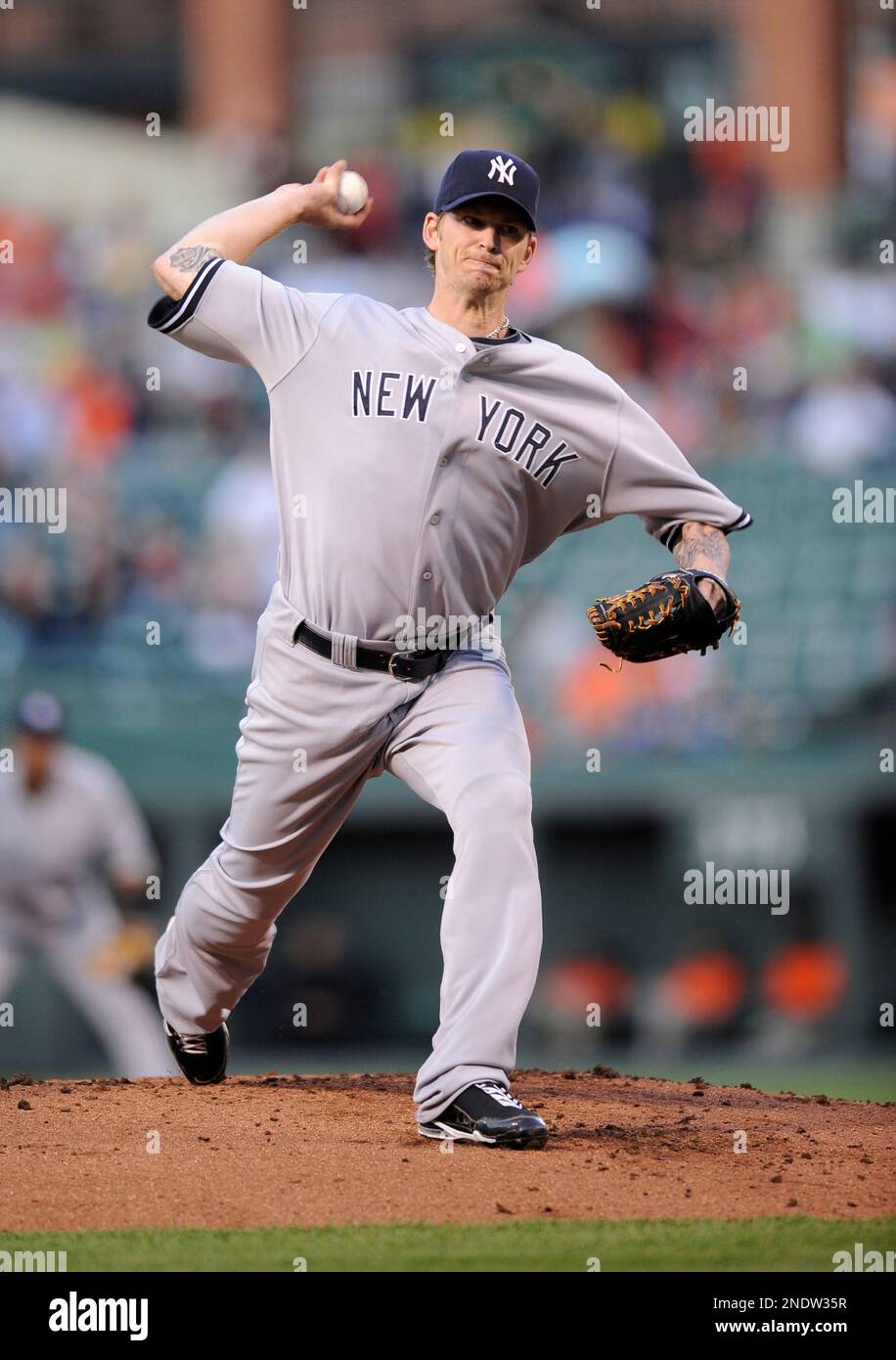 New York Yankees starting pitcher A.J. Burnett delivers a pitch against ...