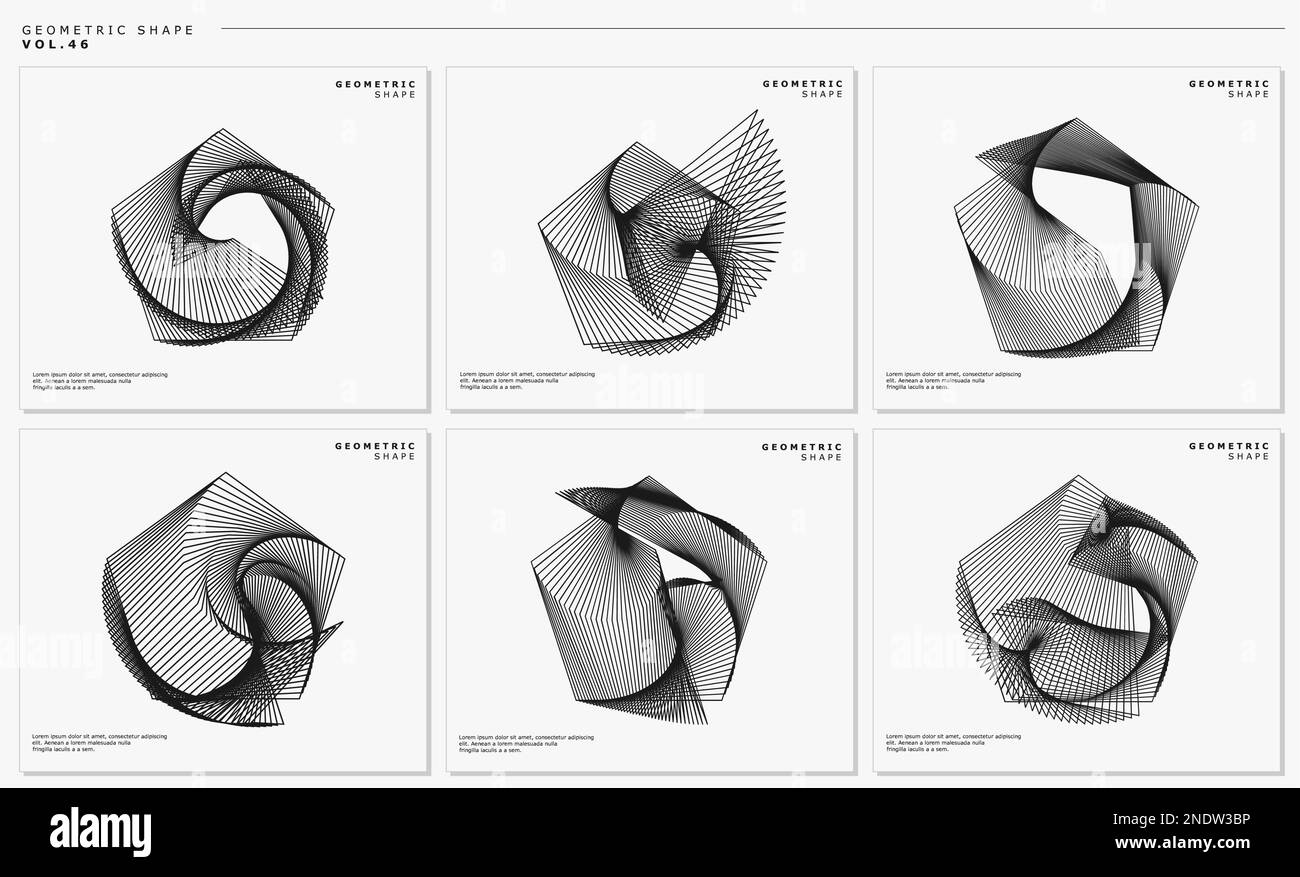 Line contour abstract pentagon logo design template set. Modern blend lines art Stock Vector ...