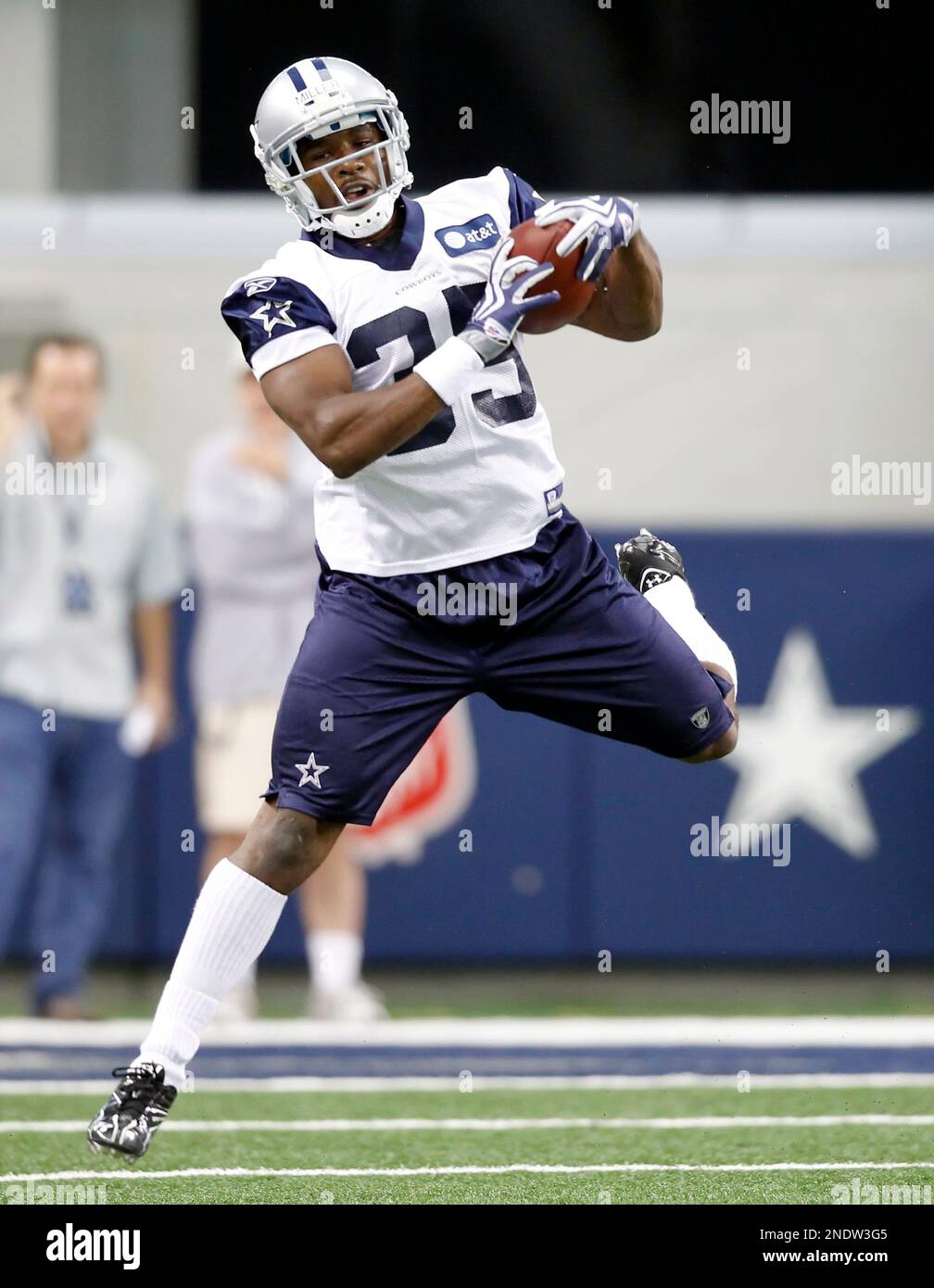 Dallas Cowboys running back Lonyae Miller (35) catches a pass during ...