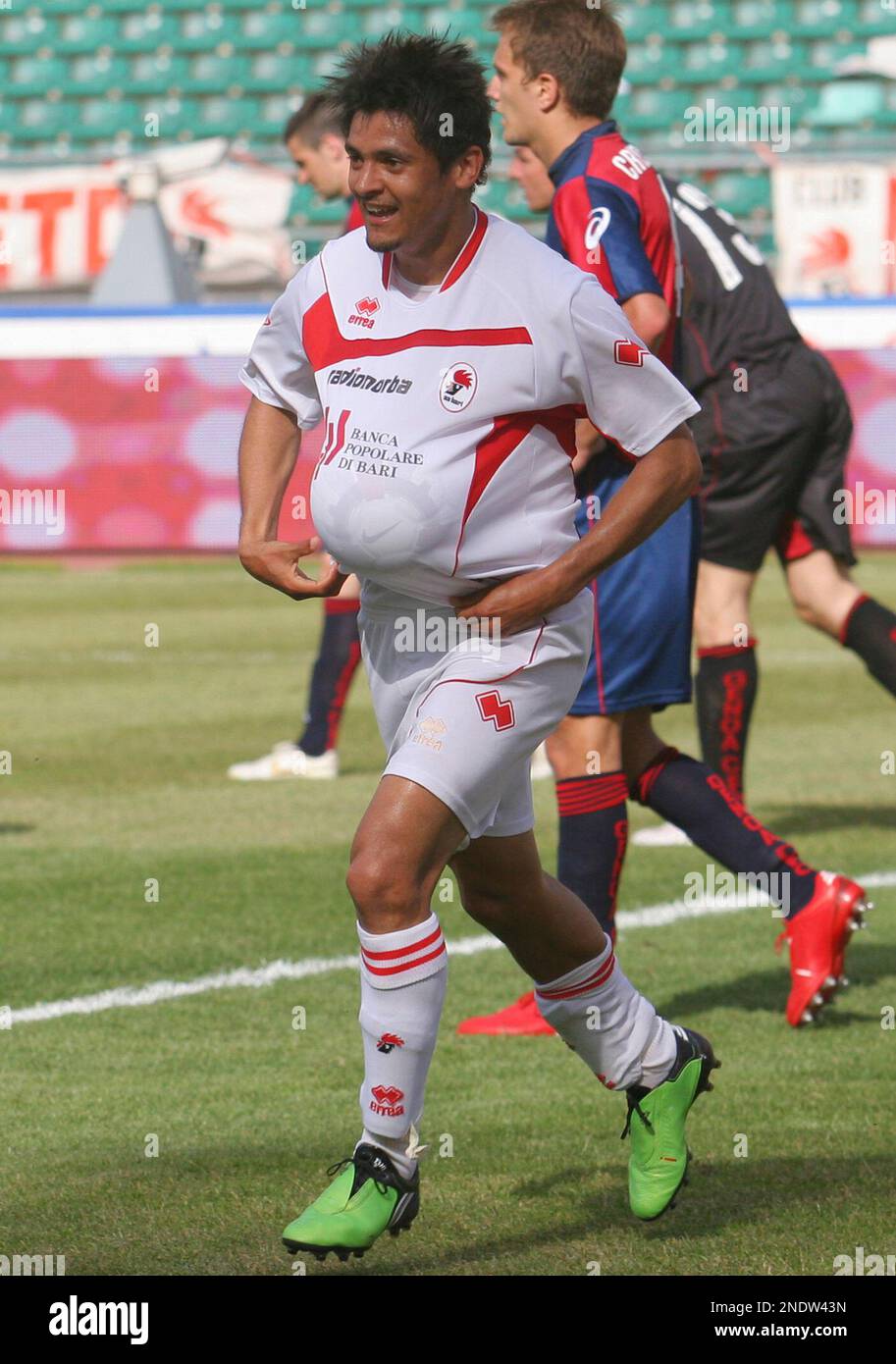 Bari Brazilian forward Barreto celebrates after scoring during the ...