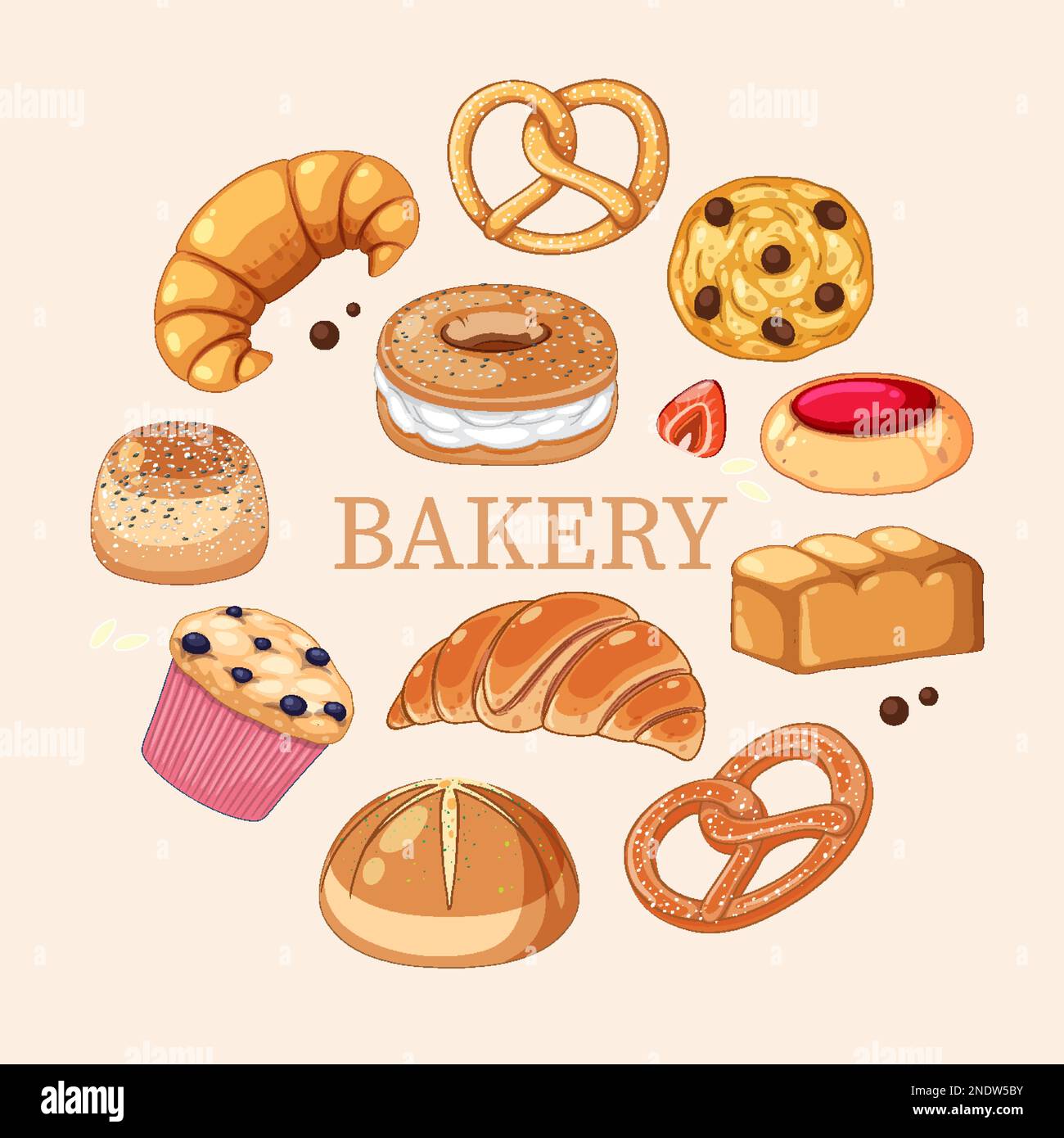 Bakery banner with bread and pastry products illustration Stock Vector ...