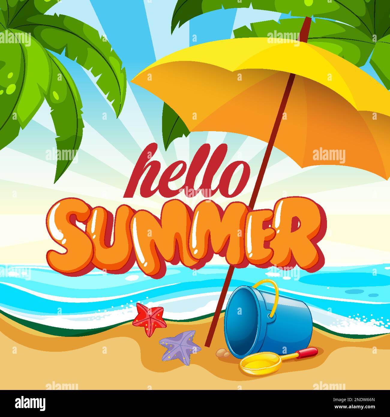 Hello summer banner template illustration Stock Vector Image & Art - Alamy