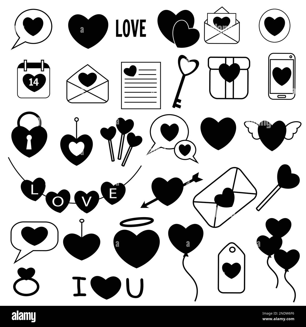 Romantic relationship black icons Stock Vector Images - Alamy