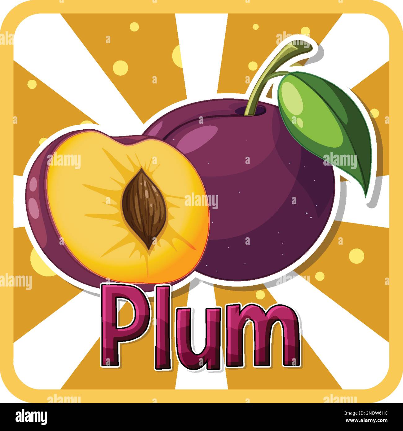 Plum fruit cartoon with background illustration Stock Vector Image ...