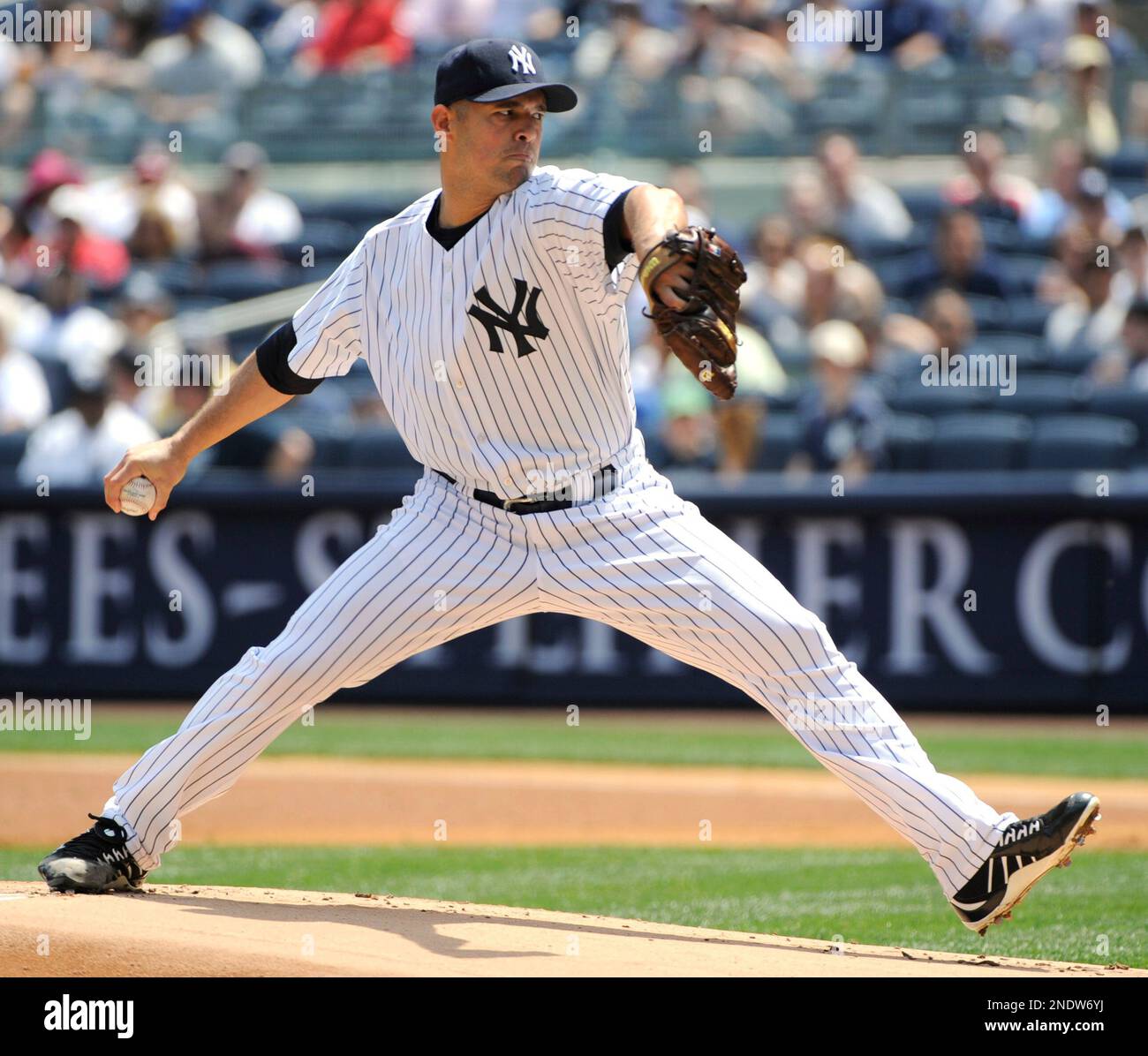 New York Yankees pitcher Javier Vazquez delivers the ball to the ...