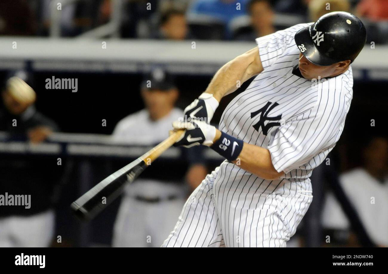 New York Yankees Mark Teixeira flies out in the fifth inning of their ...