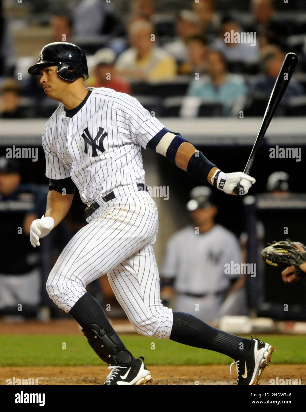 New York Yankees Alex Rodriguez bats in their baseball game at Yankee ...