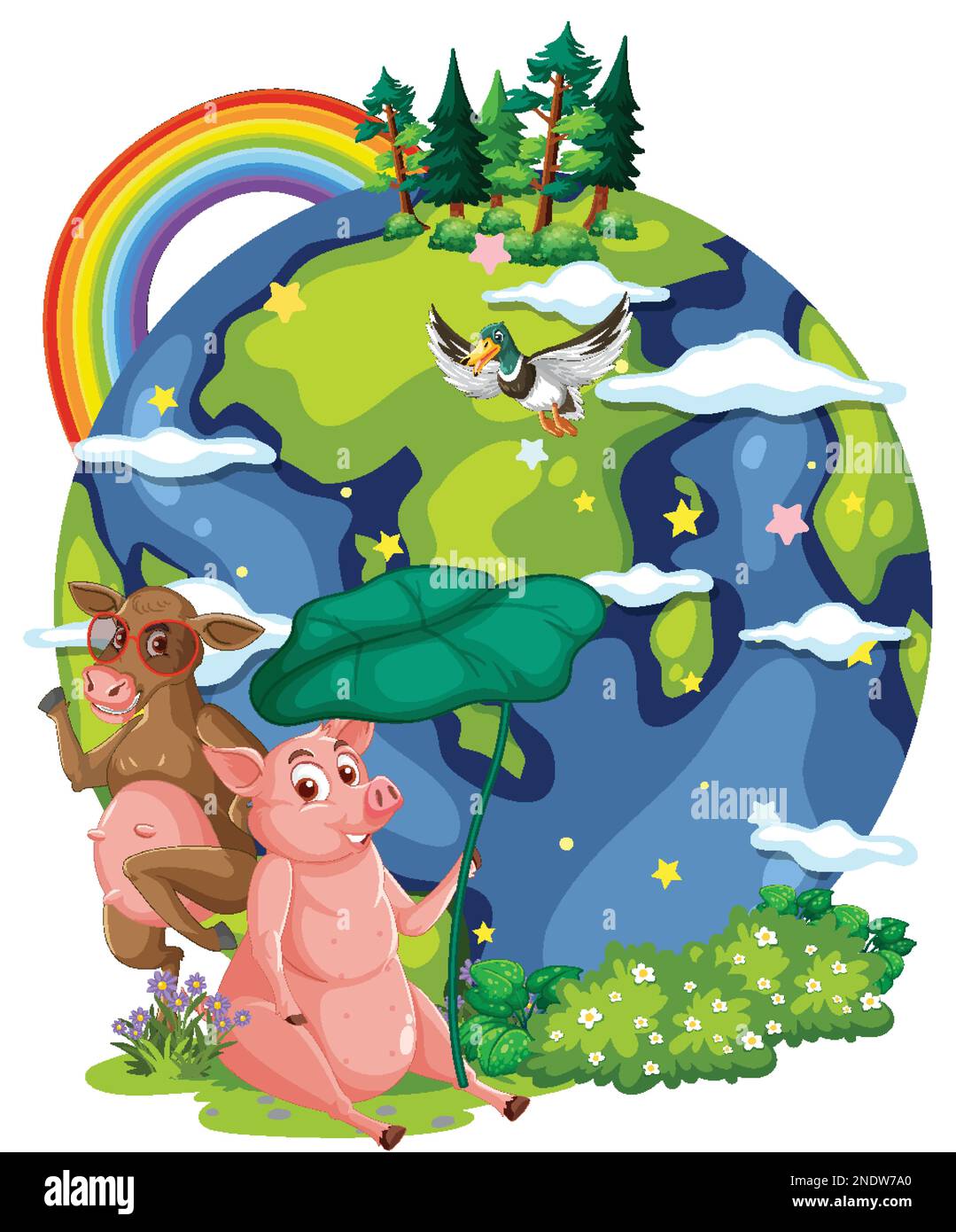 Animals on the planet earth illustration Stock Vector Image & Art - Alamy