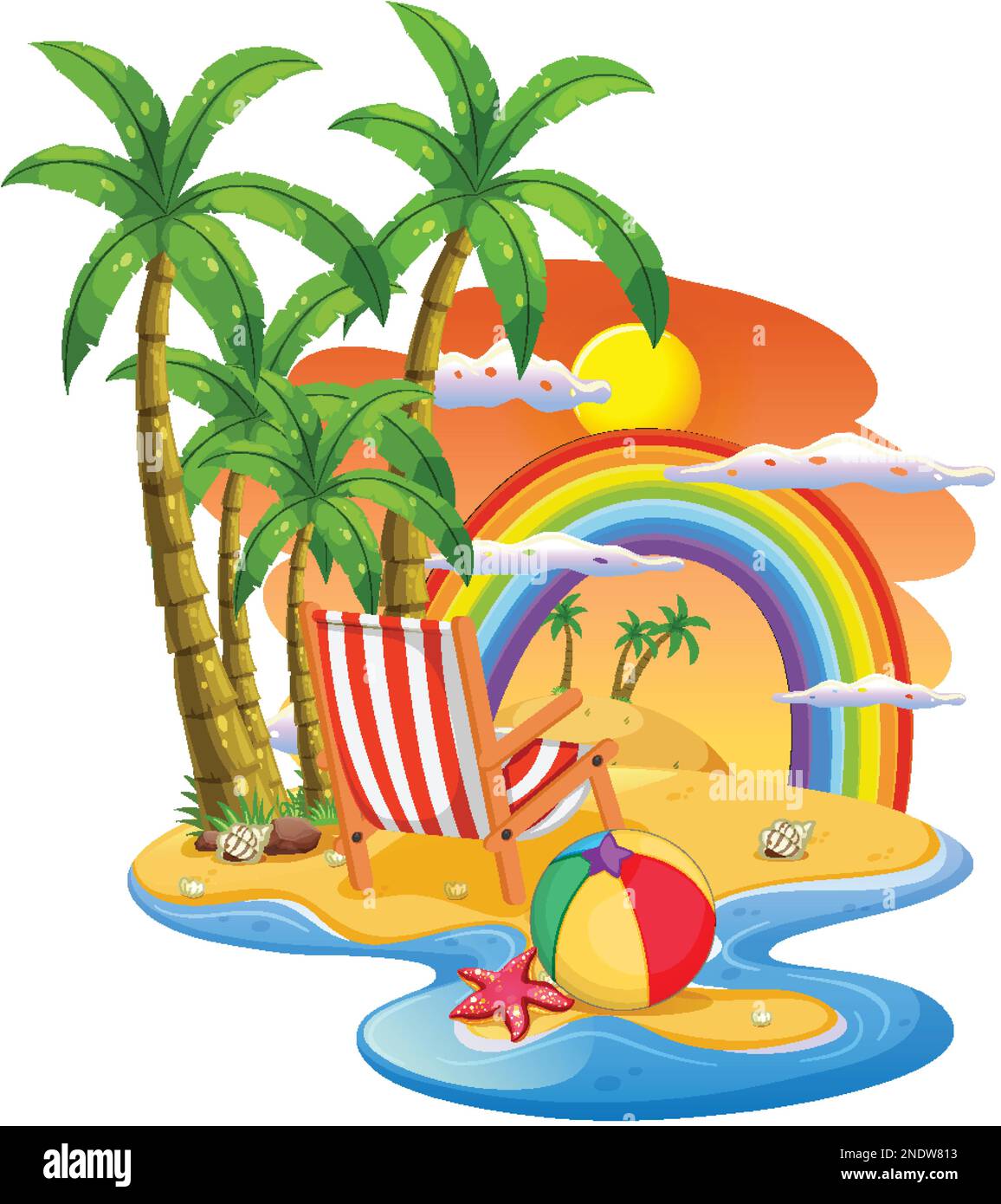 Summer beach scene template illustration Stock Vector Image & Art - Alamy