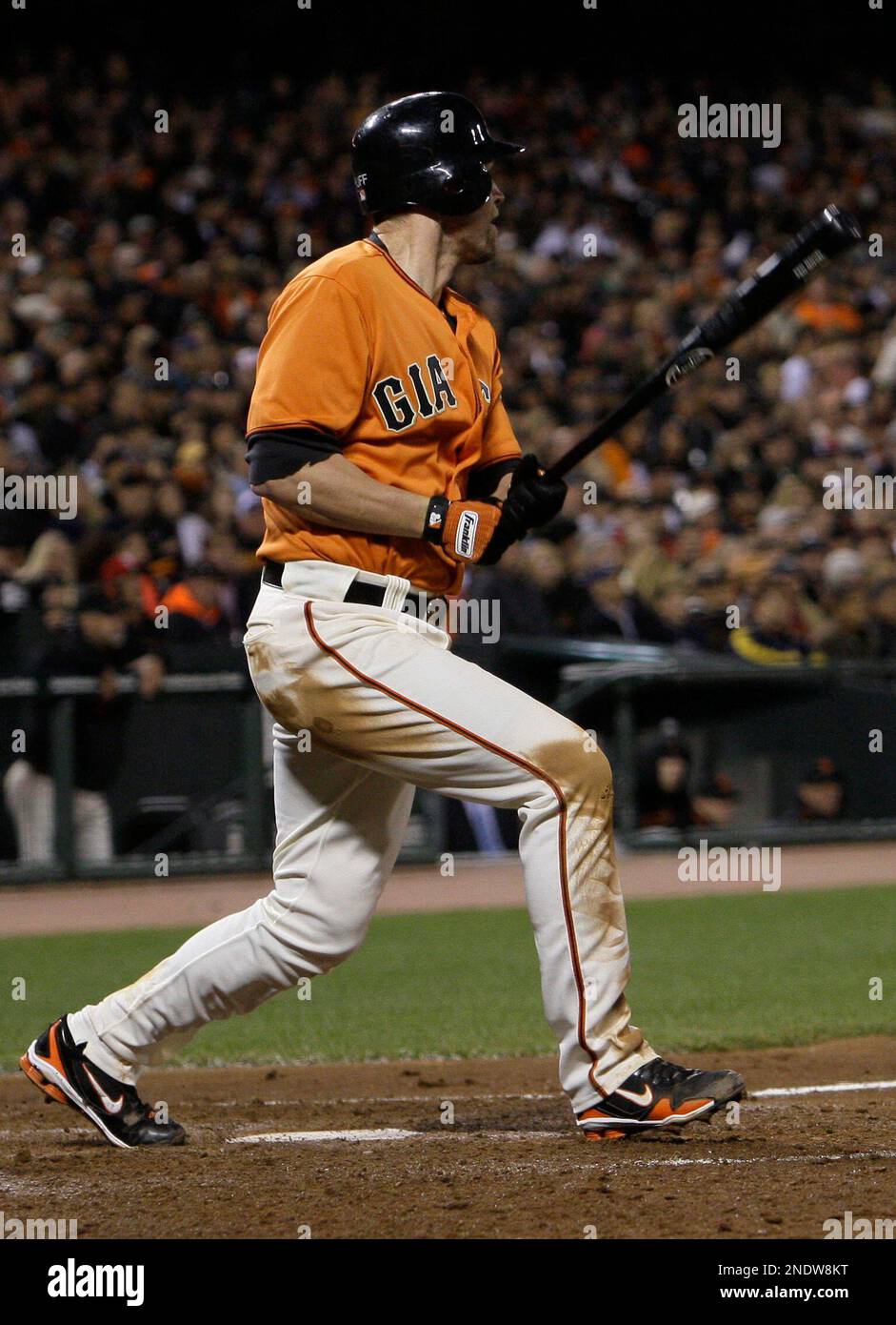 San Francisco Giants' Aubrey Huff hits a two-run double against the ...