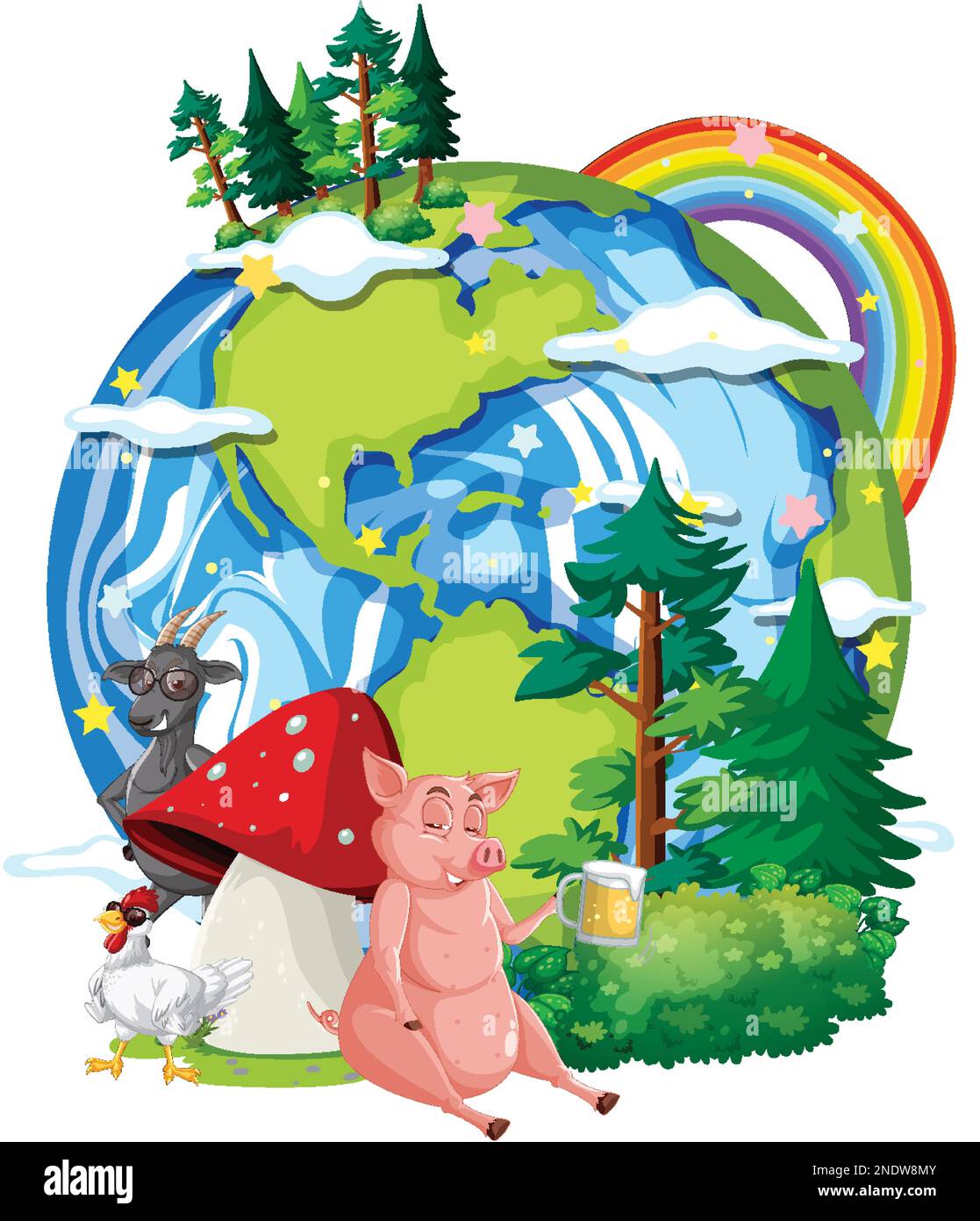 Animals on the planet earth illustration Stock Vector Image & Art - Alamy