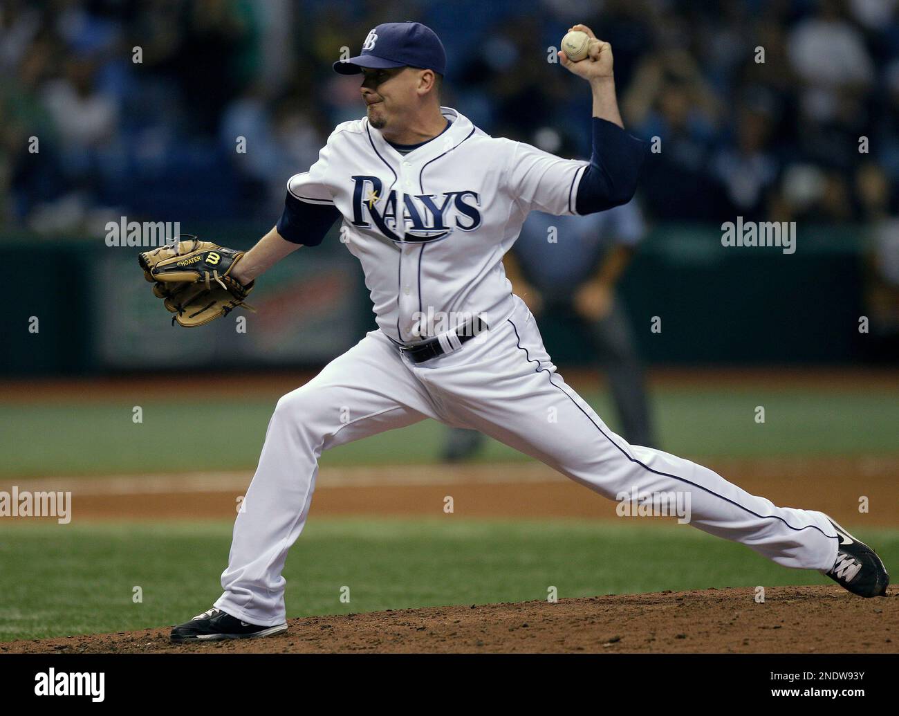 Tampa Bay Rays pitcher Randy Choate delivers to the Kansas City Roaysl ...