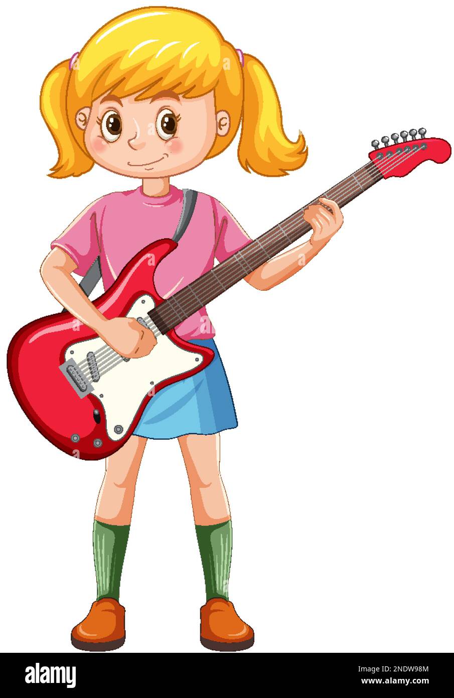 Girl playing electric guitar vector illustration Stock Vector Image ...