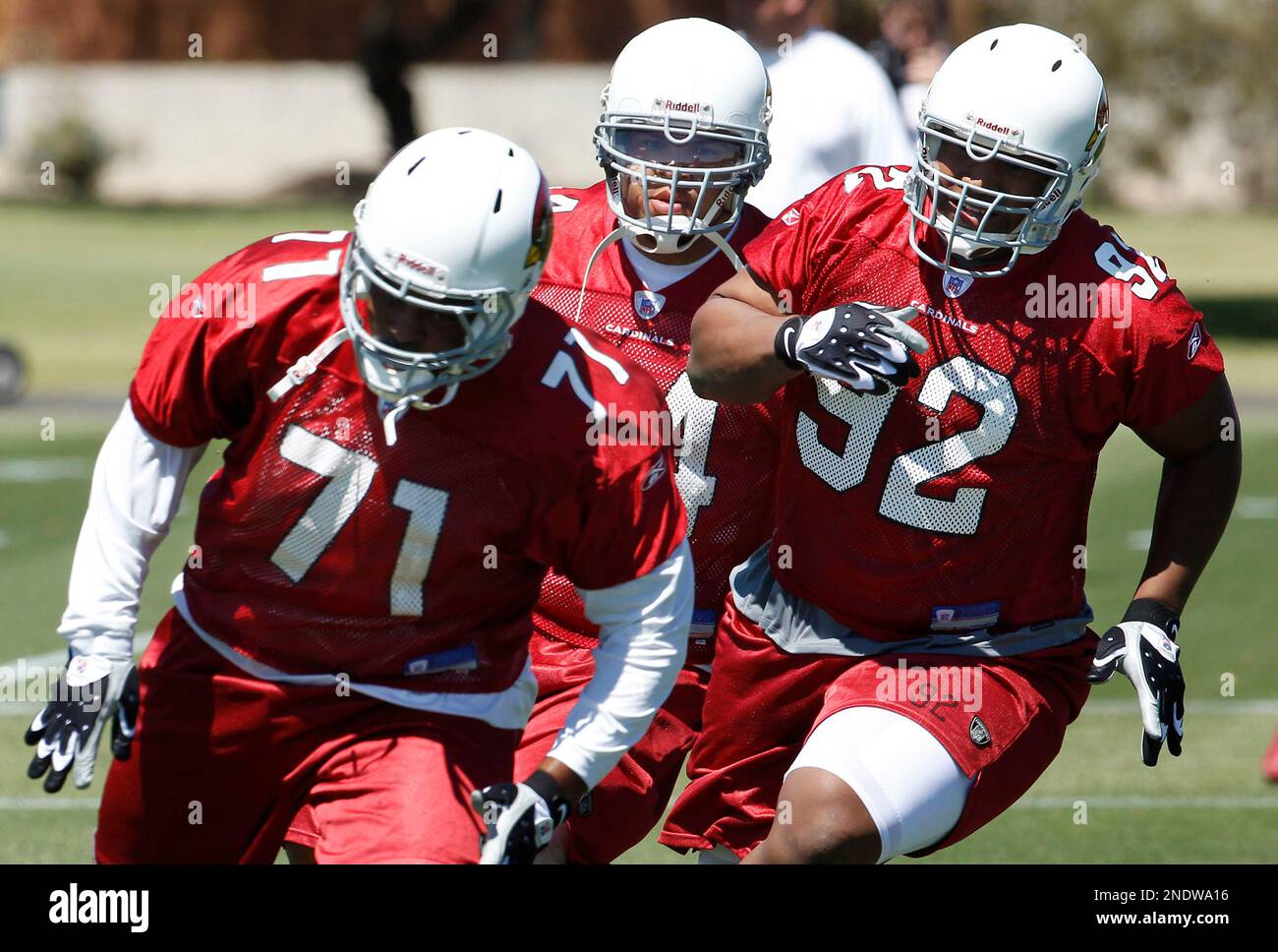 Arizona Cardinals' Dan Williams (92) Jeremy Clark (71) and Keilen Dykes ...
